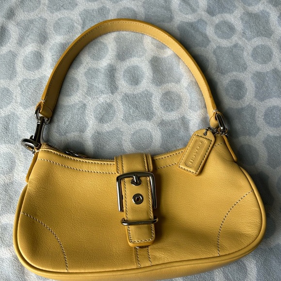 Coach | Bags | Coach Yellow Leather Shoulder Bag With Buckle | Poshmark
